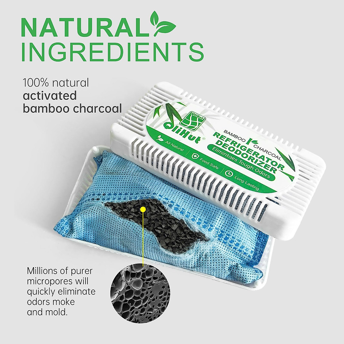 Fridge Deodorizer (5 Pack) Natural and Unscented Activated Charcoal Refrigerator Deodorizer - Fridge Odor Eliminator for Freezers, Coolers, and Lunch Boxes