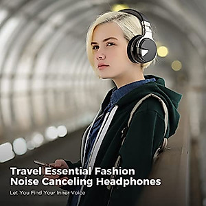 phonicgrid Active Noise Cancelling Headphones Over Ear Wireless Headphones Bluetooth Headphones with Microphone, Comfortable ANC Over Ear Headphones Wireless Bluetooth, Deep Bass, 30Hrs, Ink Black