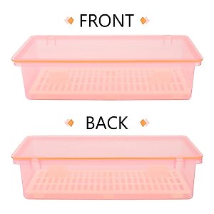 DOITOOL Flatware Tray with Lid and Drainer, Tableware Utensil and Cutlery Drawer Organizer with Lid Covered Silverware Tray to Keeps Your Cutlery Organized and Protected (Pink)