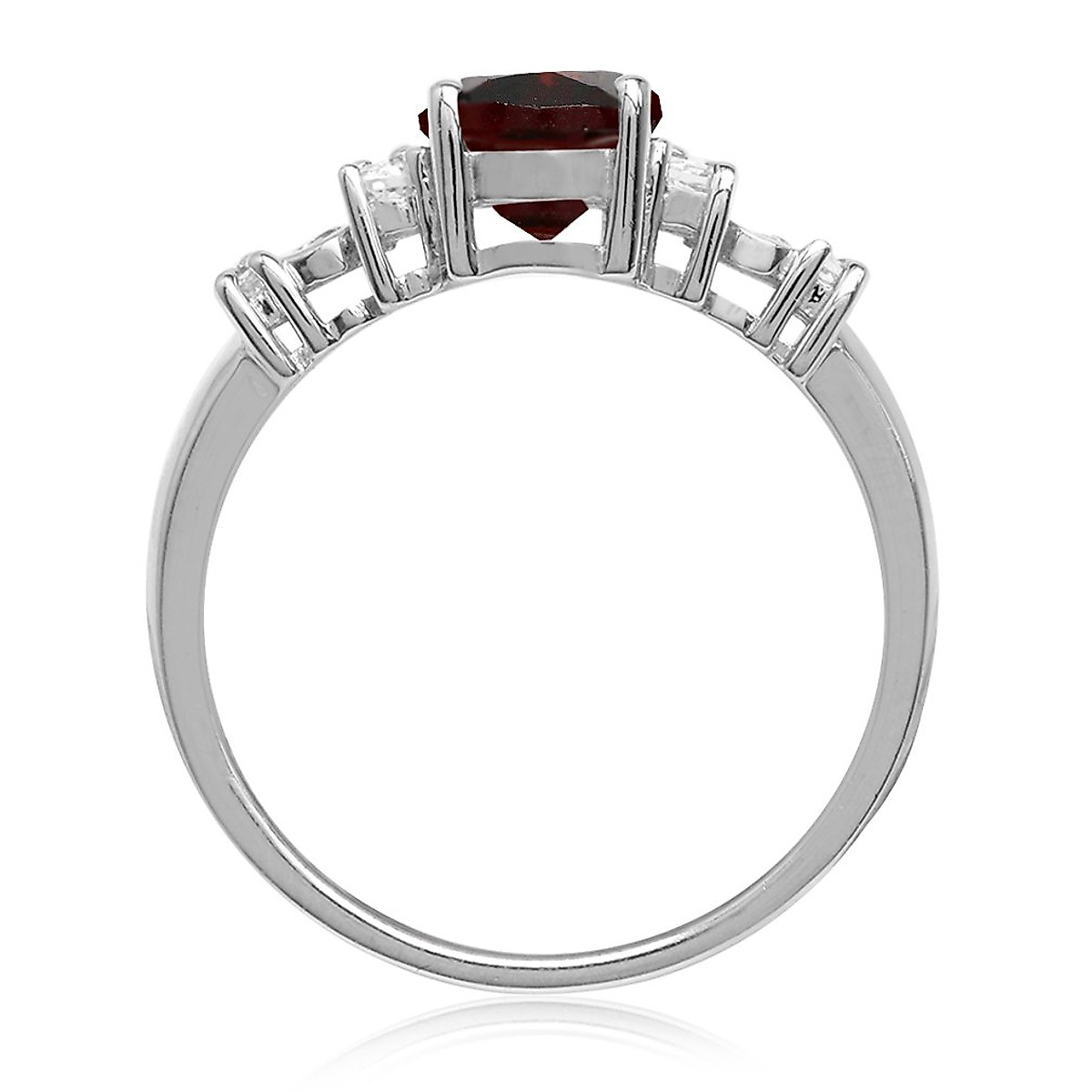 Silvershake 2.05ct. Natural Garnet and White Topaz 925 Sterling Silver Engagement Ring Size 7.5