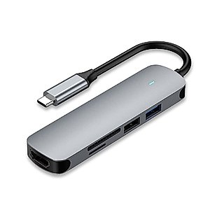 Port Expander USB C Hub 5-in-1 USB C Multiport Adapter with 4K HDMI, USB 3.0 Ports, USB 2.0 Ports, SD/TF Card Reader, USB C Dock for Laptop USB Splitter