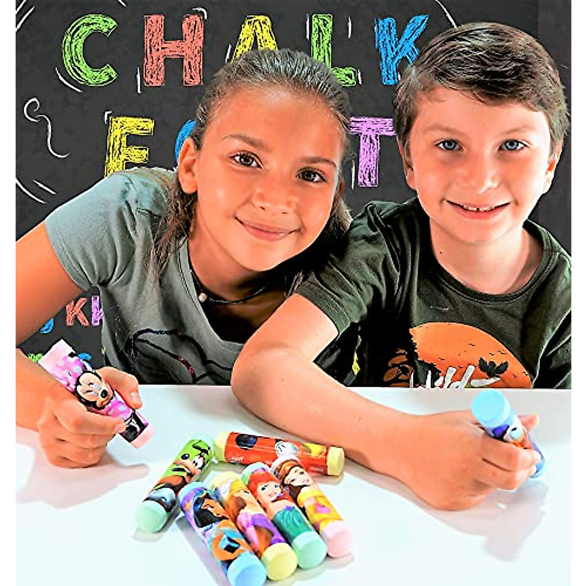 Disney Sidewalk Chalk Sticks (1 Pack Princess) Disney Princess Toy. Floor & Board Chalk, Outside Toys Jumbo Chalk, Non-Toxic Washable Art Set, Outdoor, Birthday Toys for Kids in Bulk B-7810-1