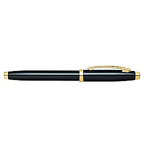 Sheaffer 100 - Refillable fountain pen, fine nib, glossy black lacquer finish, gold tone trim