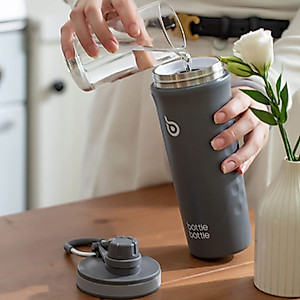 BOTTLE BOTTLE 26 oz Insulated Shaker Bottle Stainless Steel Water Bottle with Wire Whisk, Reusable Protein Shaker Gym Water Cup Grey