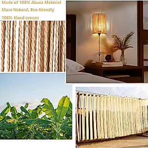 Rattan Plug in Wall Sconce Farmhouse Decor Set of Two,Boho Wall Lamp with Plug in Cord Set of 2,Dimmable Switch Wall Lights Fixture,Indoor Rustic Wall Mount Light Bedside for Bedroom Living Room Kids