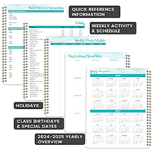 Teacher Planner 2024-2025 - Weekly & Monthly Lesson Plan Book, July 2024 - June 2025, 8" x 10", Academic Planner with Twin-Wire Binding for Teachers - Apple
