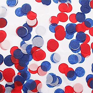 PMLAND Gift Wrapping Paper Table Confetti Circles 2.5 cm (1 Inch) 6000 pcs - Patriotic (Red, Royal Blue and White)