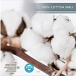 ELCHERTHE White Goose Feathers Down Comforter All Season Down Feather Duvet Insert Queen Size Down Quilt, 100% Cotton Fabric with 8 Corner Tabs 700+ Fill Power (90x90 inches)