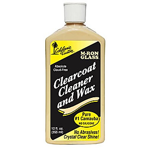 CALIFORNIA CUSTOM Products - M-Ron Glass Clearcoat Cleaner & Wax with Finest Pure #1 Carnauba Wax That Seals and Protects With A Crystal Clear Shine, No Silicone, Body Shop Safe, Can Be Applied In Direct Sun Light! (12 oz Bottle)