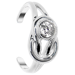 Body Candy 925 Sterling Silver Lovers Knot Cubic Zirconia Adjustable Toe Ring
