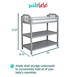 Suite Bebe Celeste Changing Table Safety Rail Included, Light Grey