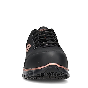 Skechers Women's Lace up Athletic Safety Toe Industrial Shoe, Black/Gold, 8