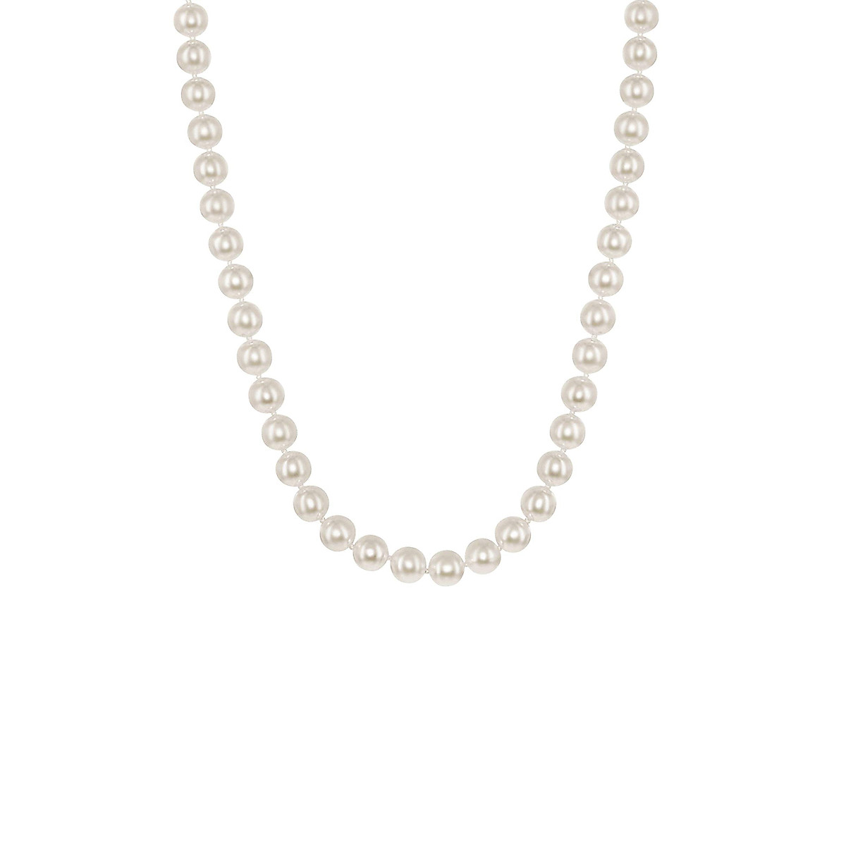 14K Gold AAAA White Japanese Akoya Cultured Pearls 18" Silk-Knotted Strand Pearl Necklace - Choice of Pearl Size & Clasp Gold Color (Yellow Gold, 6-6.5mm)