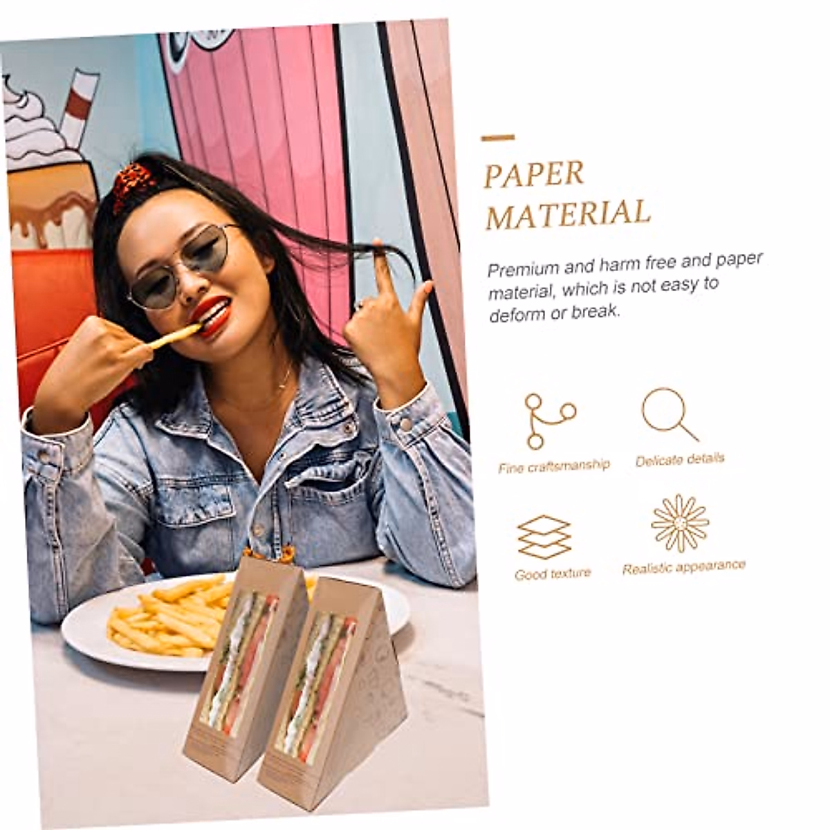 FUNOMOCYA 100pcs Boxes Sandwich Box Mini Food Containers Mini Muffin Plastic Cake Stand Mini Cupcake Box Triangle Sandwich Box Food Packaging Boxes Baking Food Box Sandwich Packaging Box Set