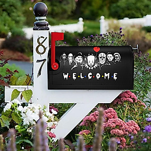 Welcome Halloween Clown Mailbox Covers Magnetic Standard Size 21x18 Inches, Hallowen Horror Movie Decor Post Box Cover Wraps Funny Garden Yard Decor
