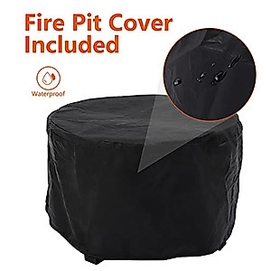 Grepatio Smokeless Fire Pit ,21.5 Inch Steel Double Flame Fire Pit Large Portable Stove Bonfire Outdoor Wood Burning for Outside, Backyard, Camping, Picnic, Garden w/ 1 Pokers and Cover(Black)