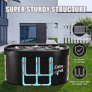 CalmMax Oval Ice Bath Tub for Athletes XL Portable Cold Plunge Tub for Cold Water Therapy Ice Baths at Home Outdoor Gym - 101 Gal Capacity (IB001 Version)