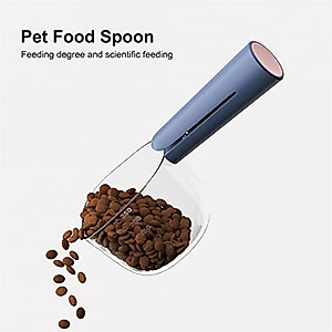 AHEGAS Dog Food Bowl Pet Food Cup for Dog Cat Feeding Bowl Kitchen Scale Spoon Measuring Scoop Cup Portable with Scale Feeding Transparent Supplies ( Color : Blue )
