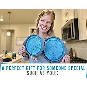 Say Goodbye to Clunky Colanders: 2-Piece Silicone Collapsible Colander Set by Comfify™- Compact, Convenient, and Ideal for Any Kitchen