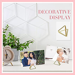 100 Pcs Place Card Holder Triangle Shape Table Number Holder Wedding Table Card Holders Mini Name Card Holder Place Setting Holder Picture Clips Stand for Centerpiece Anniversary Party(Gold)