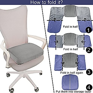 BUYUE Cushion for Office Chair, Special Design with Blanket 2 in 1, Memory Foam Chair Cushions for Long Sitting, Dorm Desk Chair Seat Cushion Pad for Tailbone Pain Relief, Blue