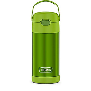THERMOS FUNTAINER 12 Ounce Stainless Steel Vacuum Insulated Kids Straw Bottle, Lime
