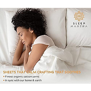 100% Organic Cotton Pillowcases - Soft and Crisp, Cooling Percale Weave, Breathable Pillow Covers, Sleep Mantra, Set of 2 (King Size, White)