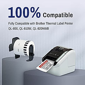 SAILNER Compatible Label Replacement for Brother DK-2251 (2.4" X 50 Ft.) Continuous Paper Tape Black/Red, Use with Brother QL Label Printers - 6 Rolls + 6 Frames DK-2251