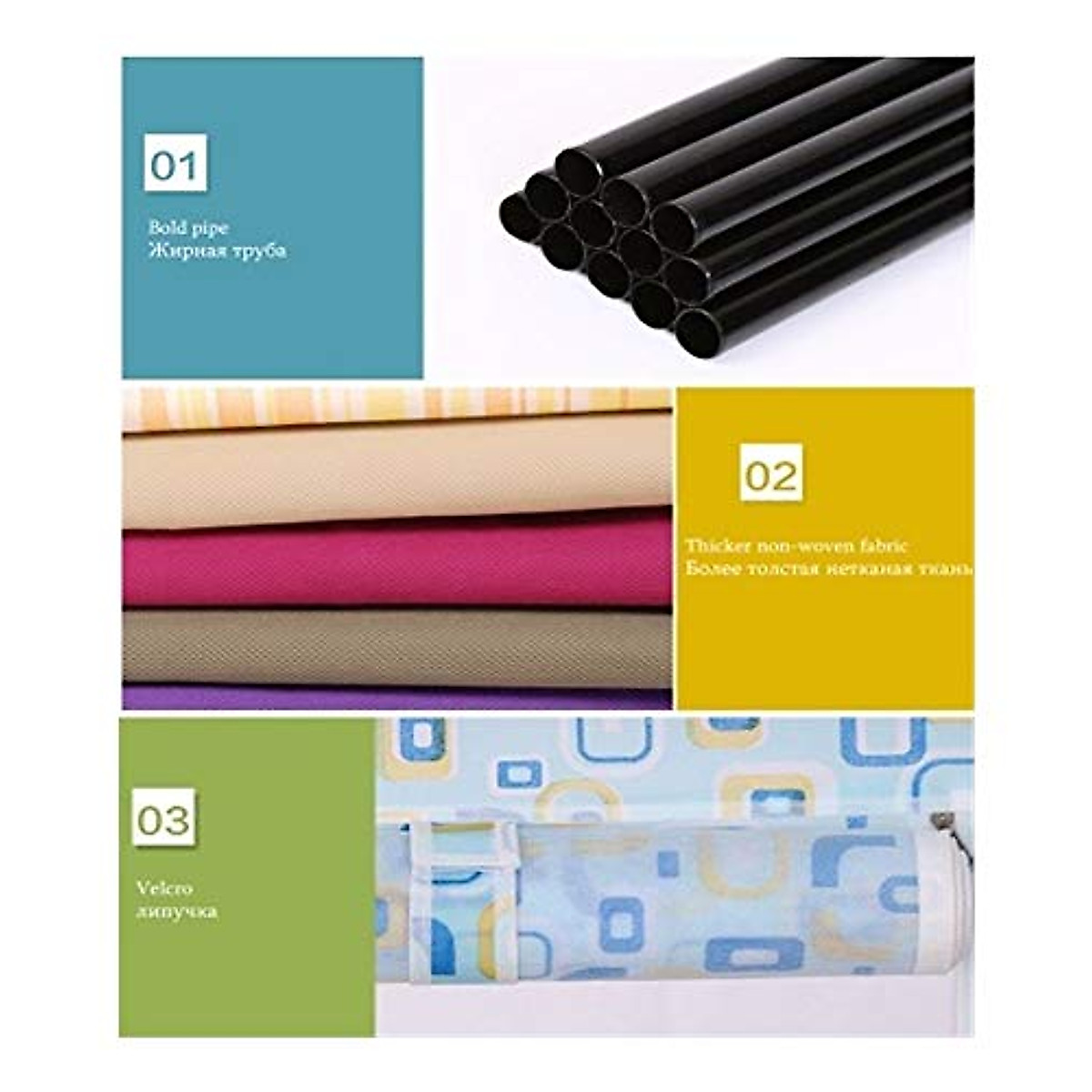 YSJ LTD 67" Simple Wardrobe, 3D Cartoon Pattern Thick Reinforcement Pipe Folding Dustproof Wardrobe Multifunction Wardrobe Closet Bedroom Furniture Children Room Decorate Storage Cabinet Assembly Ward