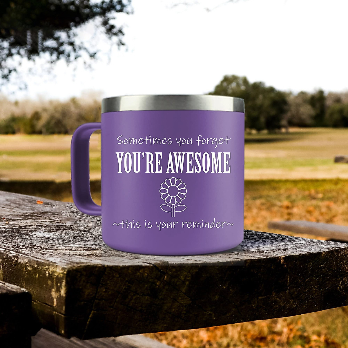 CHICKOR Best friend birthday gifts for women - Purple gifts Mug/Tumbler 14 oz Sometimes You Forget You're Awesome - Funny Idea,Thank You, Teacher, Mom, Her, Female, Coworker, Who Have Everything
