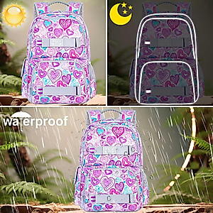 FTJCF Laptop Backpack, 16 Inch School Bag College Bookbag, Anti Theft Daypack Bags and Lunch Bag Set, Water Resistant Love Backpacks for Teens Girls Women Students (PinkGrey)