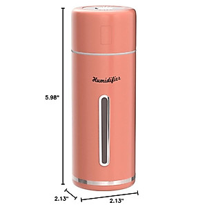 Cool Mini Humidifier Diffuser, Essential Oil Diffuser,USB Portable Desk Humidifier with 2 Mist Modes and 7-Color Lights,Waterless Auto Shut-off,for Car,Bedroom,Home,Office(Pink)