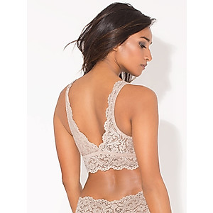 Smart & Sexy Women's Signature Lace Deep V Neck Wireless Bralette, Bralettes For Women With Support, Bralettes and Bralette Pack Black Hue/In the Buff XL