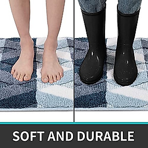 DEXI Door Mat, Non Slip Absorbent Washable Entryway Mat, Low Profile Inside Doormats for Home Entrance, Front Door, 20"x32", Blue