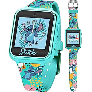 Disney Stitch Kids Smart Watch with 10 Customizable Faces, Camera, Voice Recorder, Alarm, Calculator, and Step Counter – Touchscreen Interactive Watch for Kids – Colorful Silicone Strap