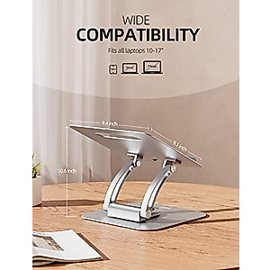 Nulaxy 360 Rotating Laptop Stand for Desk, Laptop Riser Adjustable Height and Angle, Foldable and Portable Travel Laptop Stand, Holds up to 22lbs, Fits All MacBook, Laptops