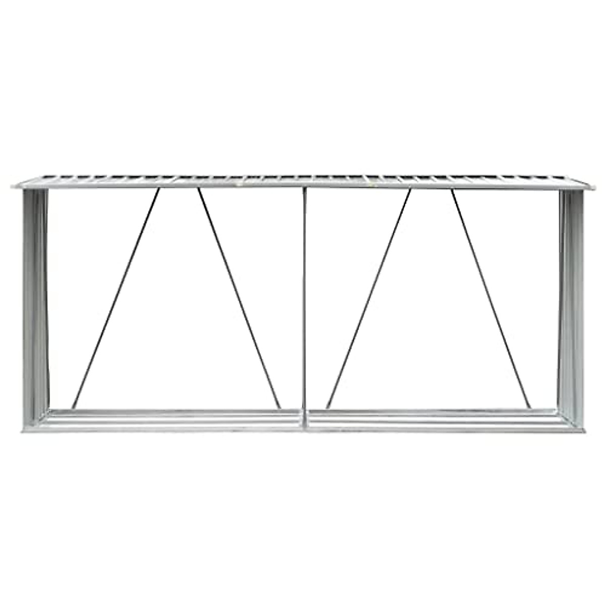 vidaXL Log Storage Shed, Log Holder with Roof, Log Storage Shed, Firewood Rack for Backyard Garden Patio Porch, Anthracite Galvanized Steel 129.9"