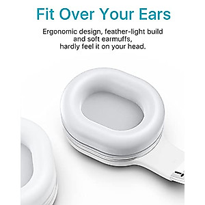 Jassco Wireless Headphones, Noise Cancelling Over-Ear Bluetooth Headphone with Microphone, 54H Playtime, HiFi Stereo, Deep Bass Foldable Wireless Headset with Soft Earmuffs for Travel/Work- White