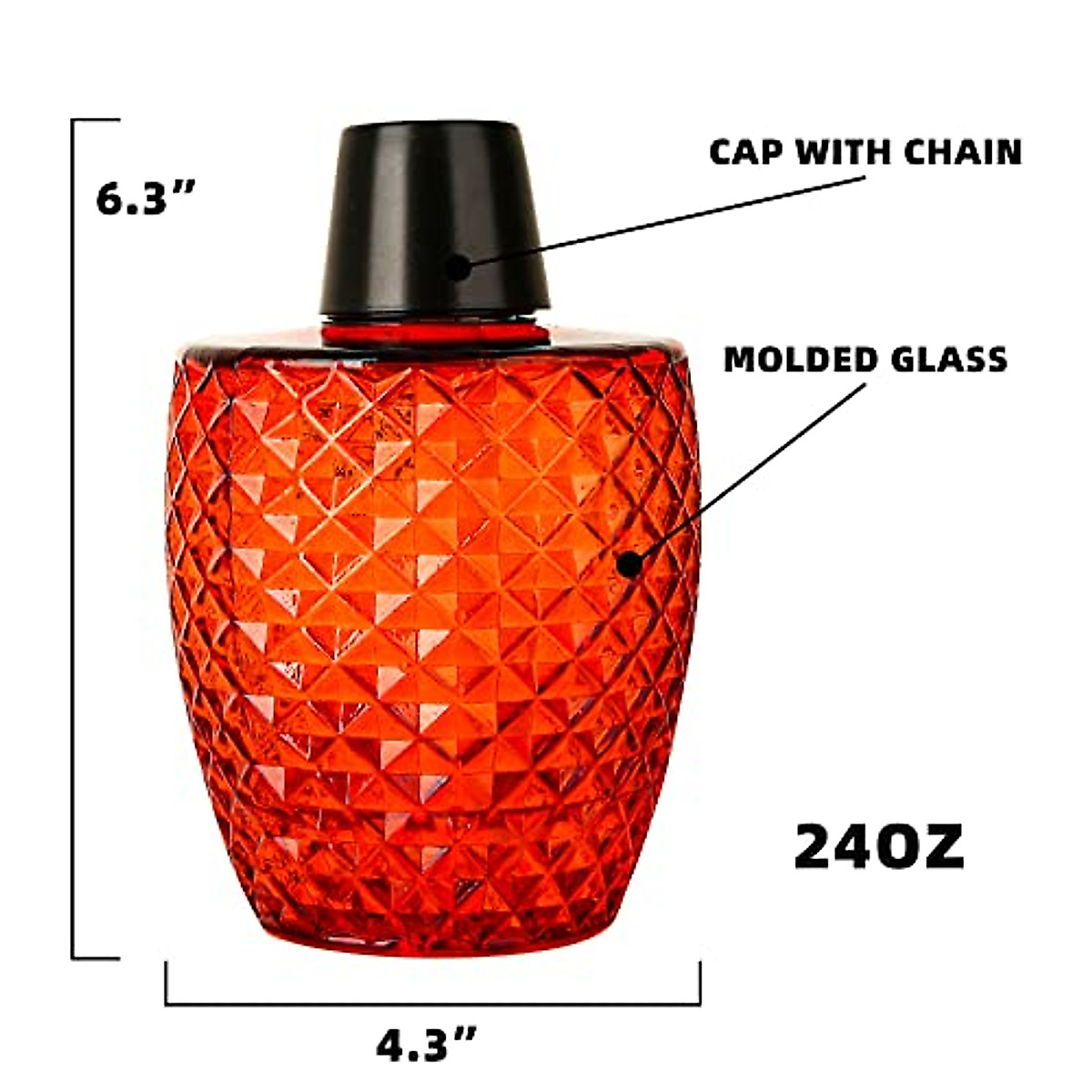 SODELIC Glass Table Torch,Citronella Tabletop Torches Backyard,Refillable Oil Torch for Outside,3 Pack Outdoor Pathway Torches with Wick for Landscape,Yard,Patio,Deck or Garden (Large Oil lamp)