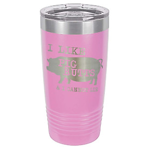 I LIKE PIG BUTTS LIGHT PURPLE 20 oz Drink Tumbler With Straw | Laser Engraved Travel Mug With grilling Quotes | Compare To Yeti Rambler | Best Gift Idea For Birthday with BBQ Quotes | OnlyGifts.com