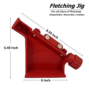 M.SJUMPPER ARCHERY Fletching Jig with Straight Helix Clamps Adjustable Fletch Tool Feather Stick Kit for DIY Repair Arrows Bolts (Red)