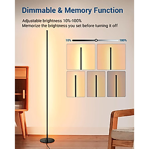 DEWENWILS LED Corner Floor Lamp, 57.5" Minimalist Dimmable Light, Standing Tall Lamp for Living Room, Bedroom, Office, 3000K Warm White Light (Black)