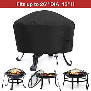 SINGLYFIRE Fire Pit Cover Round for 22Inch-26Inch Fire Pit Heavy Duty Thick PVC Coating with 2Air Vents Waterproof Firepit Cover Outdoor Anti-UV Fire Bowl Cover All-Season Protection
