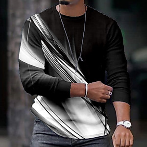 Designer Mens Shirts 3D Digital Dazzled Line Printing Round Neck Long Sleeve Pullover Blouse Moisture Wicking Tops Long Sleeve Shirts Flannel Shirts Hawaiian Shirts