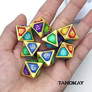 Genius Invokation TCG Dice Set, Handmade 8 Pcs Rhombic Solid polyhedral Dices Set with 7 Elemental Die & 1 Omni Element for Genshin Impact Card Game
