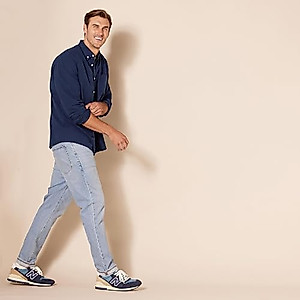 Amazon Essentials Men's Long Sleeve Shirts Casual - Regular-Fit Pocket Oxford, Navy, X-Large