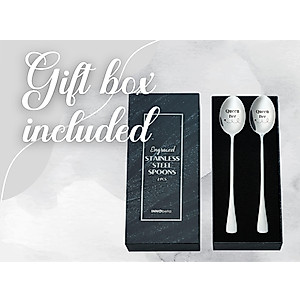 INNObeta Bee Gifts for Women, Engraved Ice Cream Spoons, 2 Pcs Stainless Steel Coffee Spoon, Queen Bee