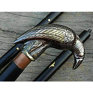 RS Enterprises Medieval Vintage Brass Walking Stick Handle Nautical Victorian Brass Wooden Cane Handmade