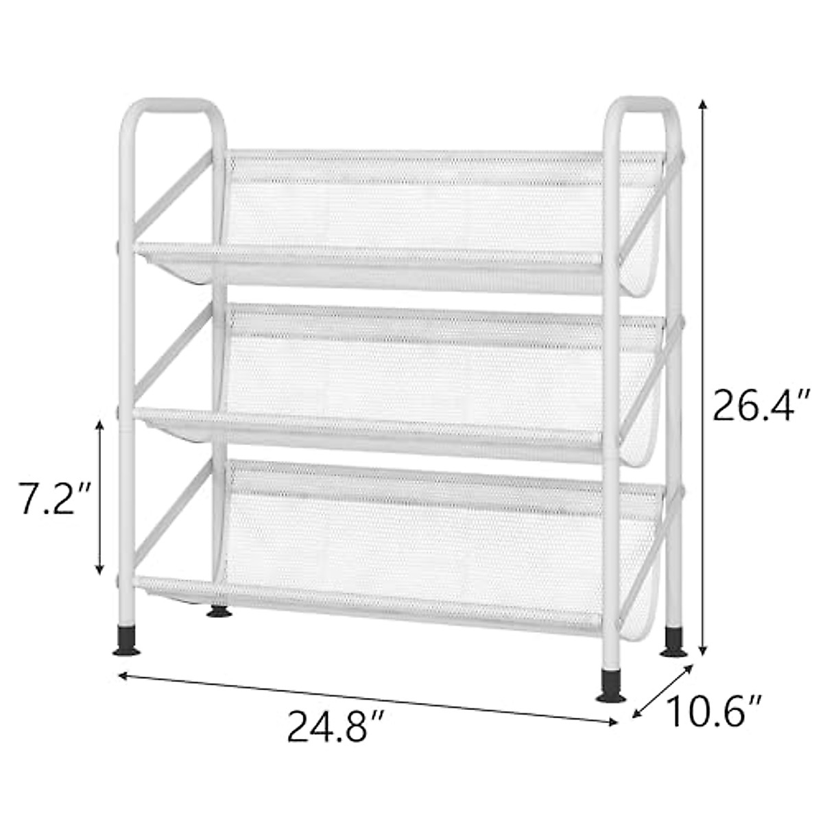 FKUO 3 Tier Shoe rack for closet Mesh fabric narrow Metal shoe racks, Small Shoe Storage Organizer Shelf for Entryway, Hallway, Dorm Room (White, Wider 3 Tier)