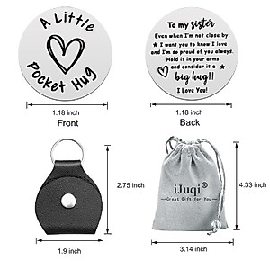iJuqi Sister Birthday Christmas Gifts from Sister - Big Middle Little Sister Gifts for Women Pocket Hug Token Keychain Long Distance Relationship Keepsake Gifts for Sister Double Sided